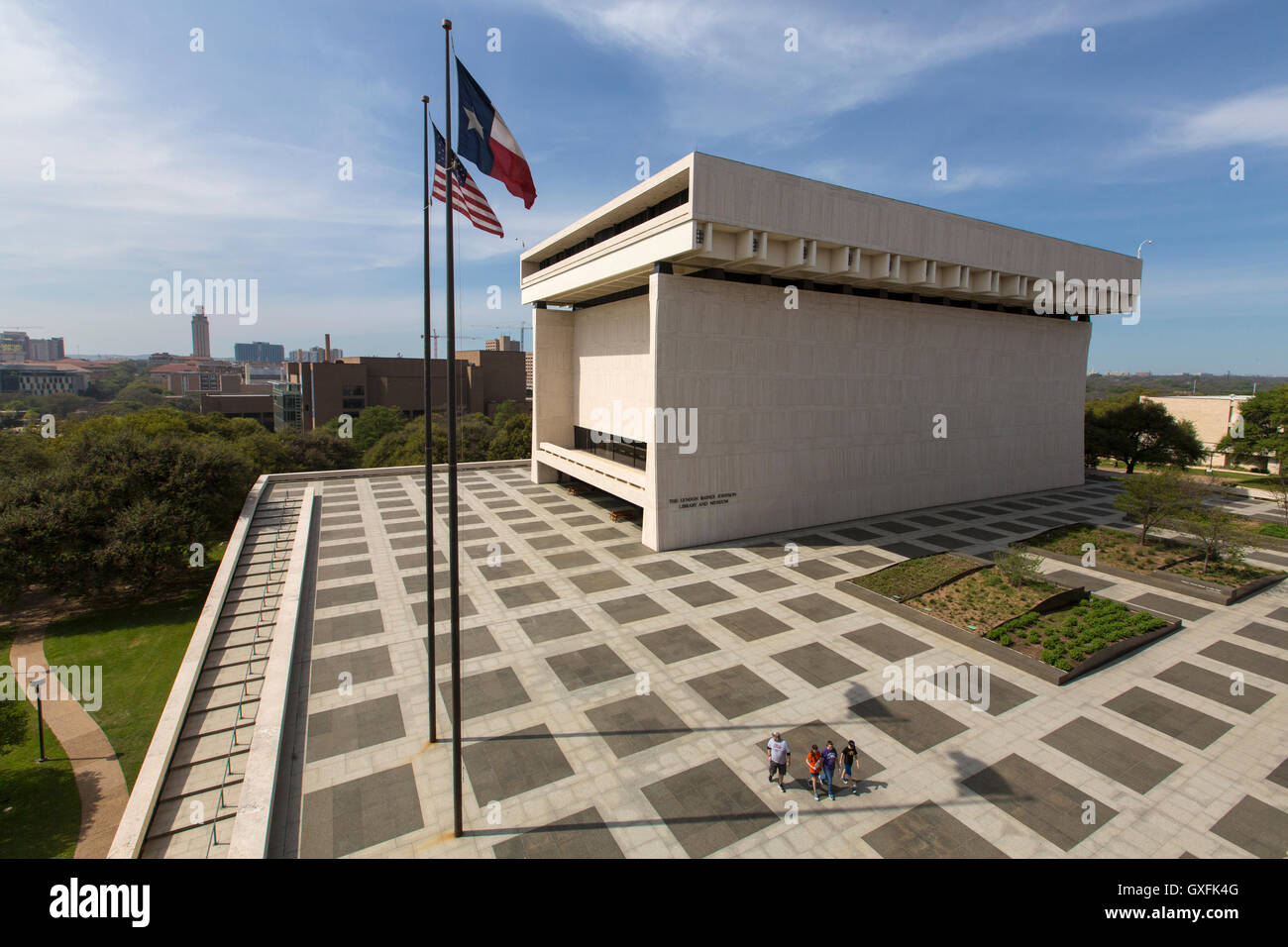 Side view of the LBJ Presidential Library during the day, as seen from ...