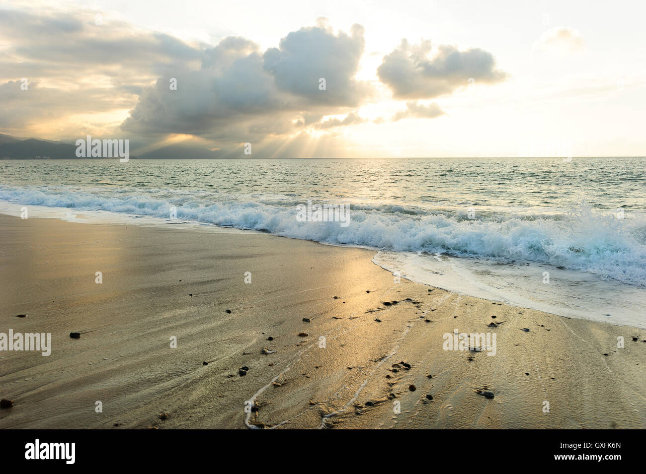 Ocean sun rays is a bright uplifting seascape with sun beams breaking ...