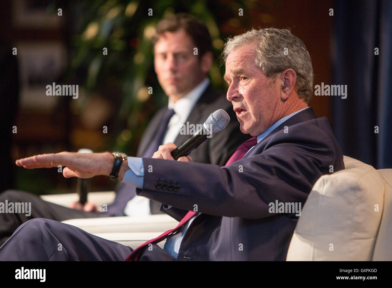 Former U.S. President George W. Bush speaks at the LBJ Presidential ...