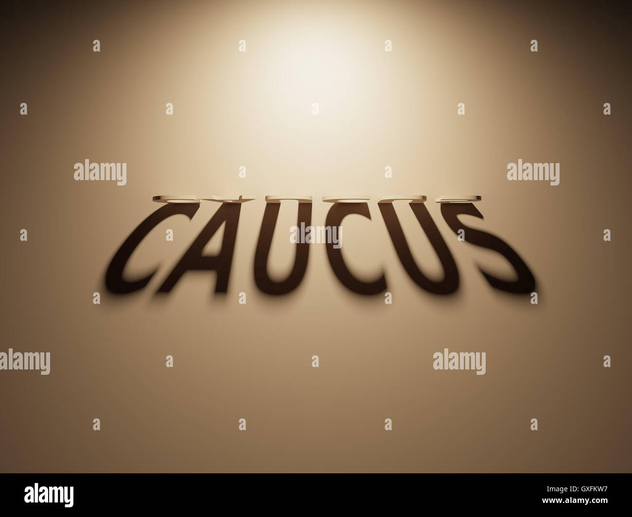 A 3D Rendering of the Shadow of an upside down text that reads Caucus ...