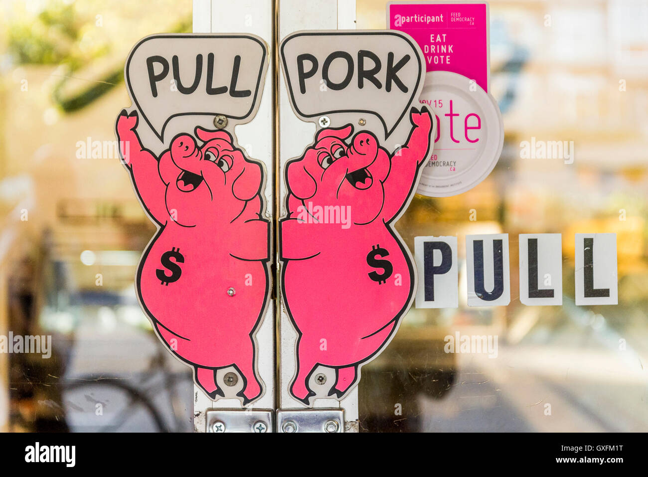 Butcher shop door detail Stock Photo - Alamy