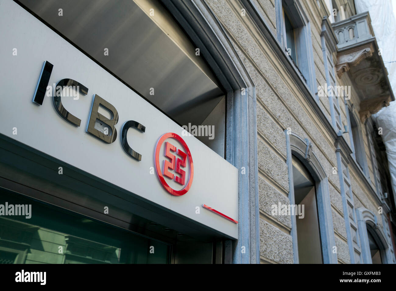 A logo sign outside of the Milan branch of the Industrial and ...