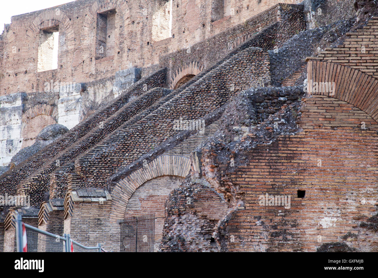 Close up of interior stone structure of the Colosseum in Rome, Italy ...