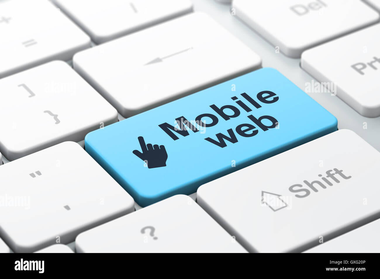 Web development concept: Mouse Cursor and Mobile Web on computer Stock ...