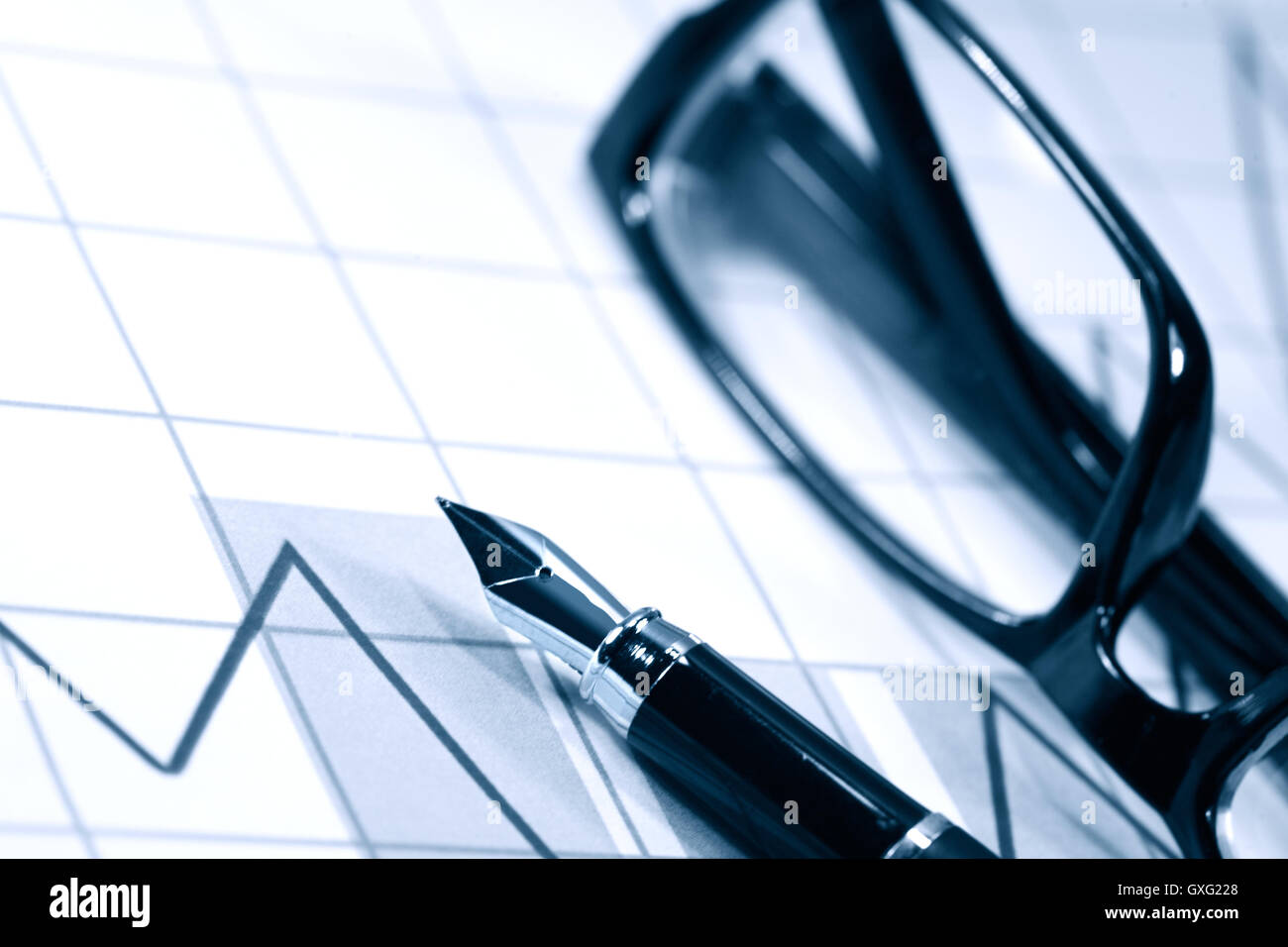 Pen And Spectacles Stock Photo - Alamy