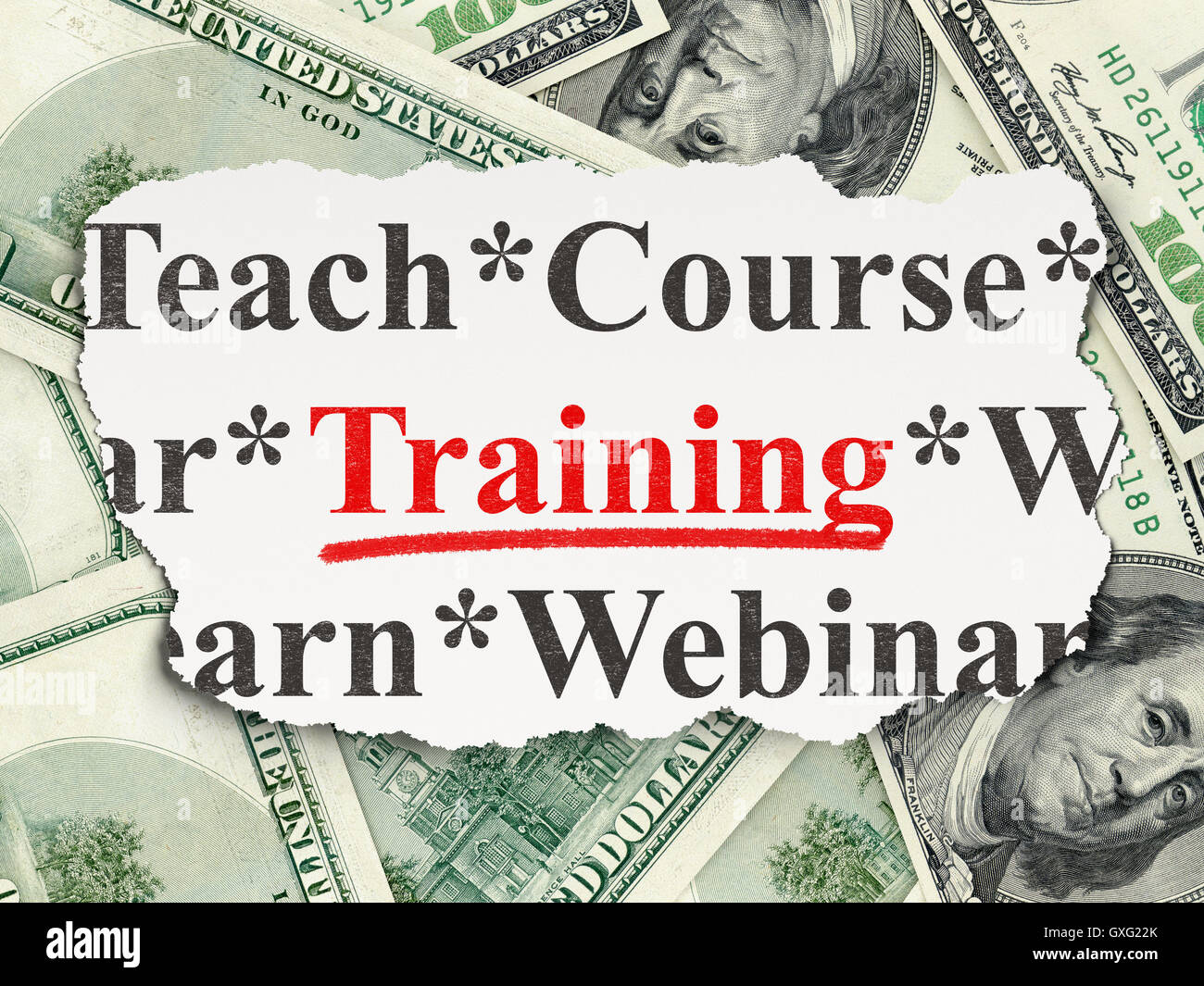 Education concept: Training on Money background Stock Photo - Alamy