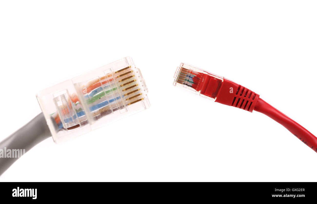 Two differrent network cables Stock Photo - Alamy