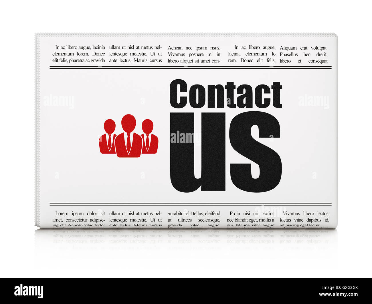 Advertising news concept: newspaper with Contact Us and Business Stock ...