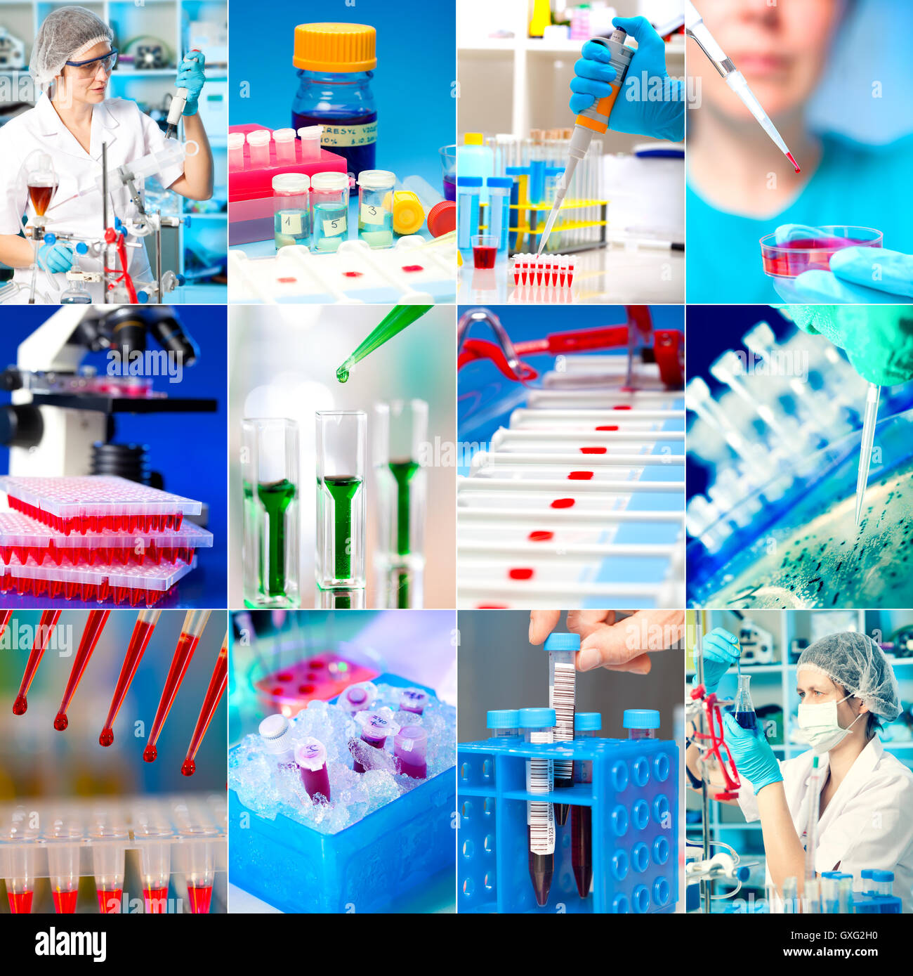Work in the microbiology laboratory, medical research set Stock Photo ...