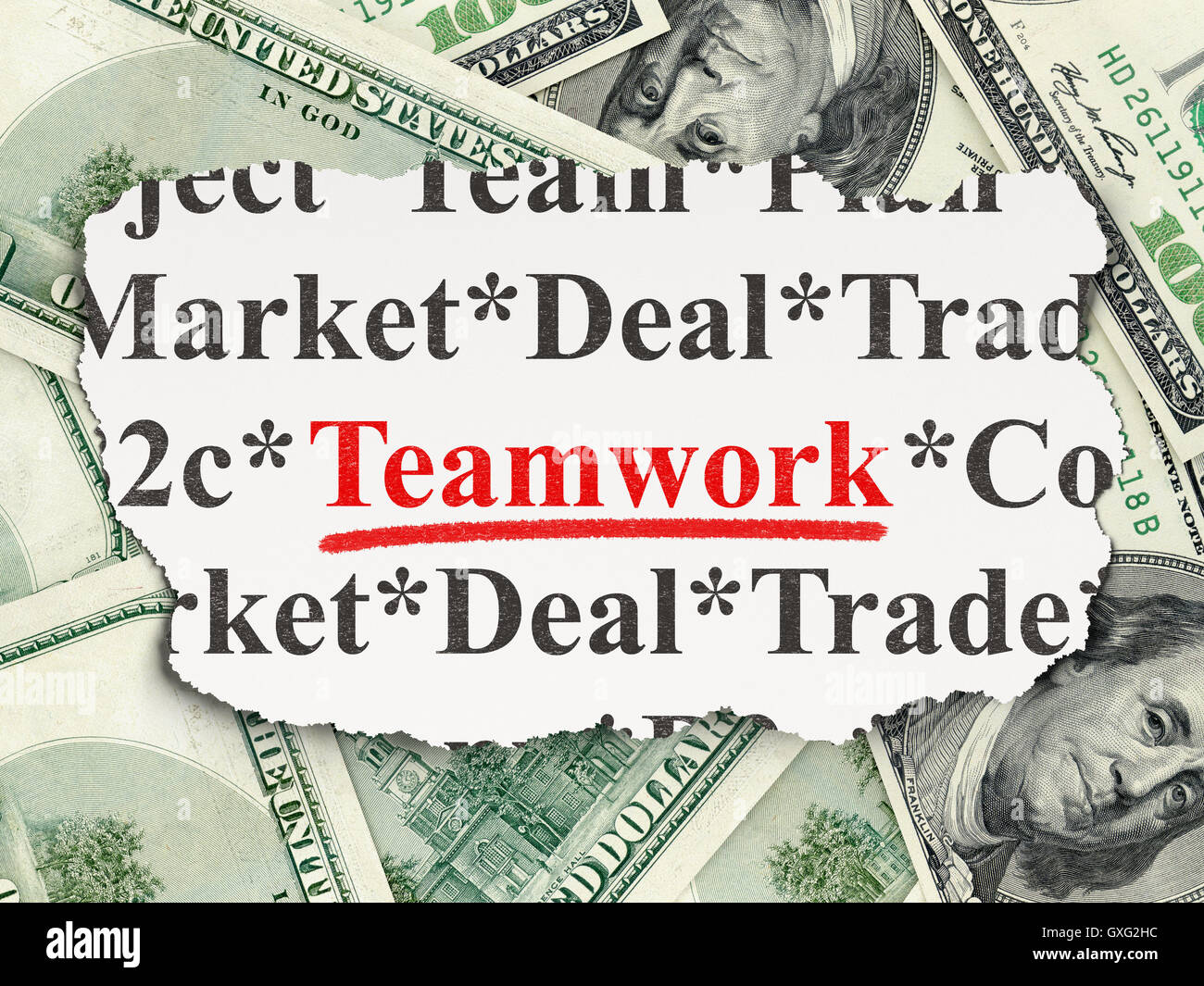 Finance concept: Teamwork on Money background Stock Photo - Alamy