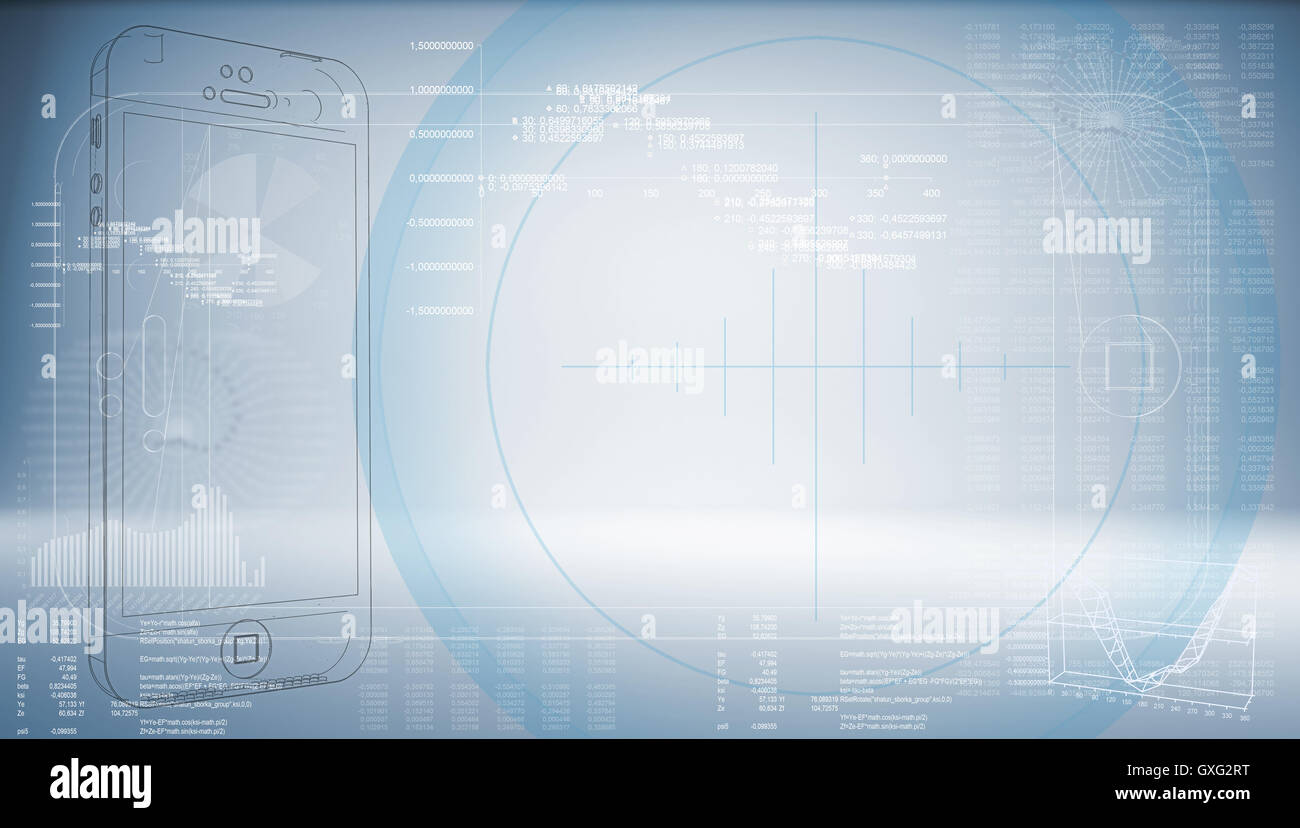 Sketch smartphone on a high-tech blue background Stock Photo - Alamy