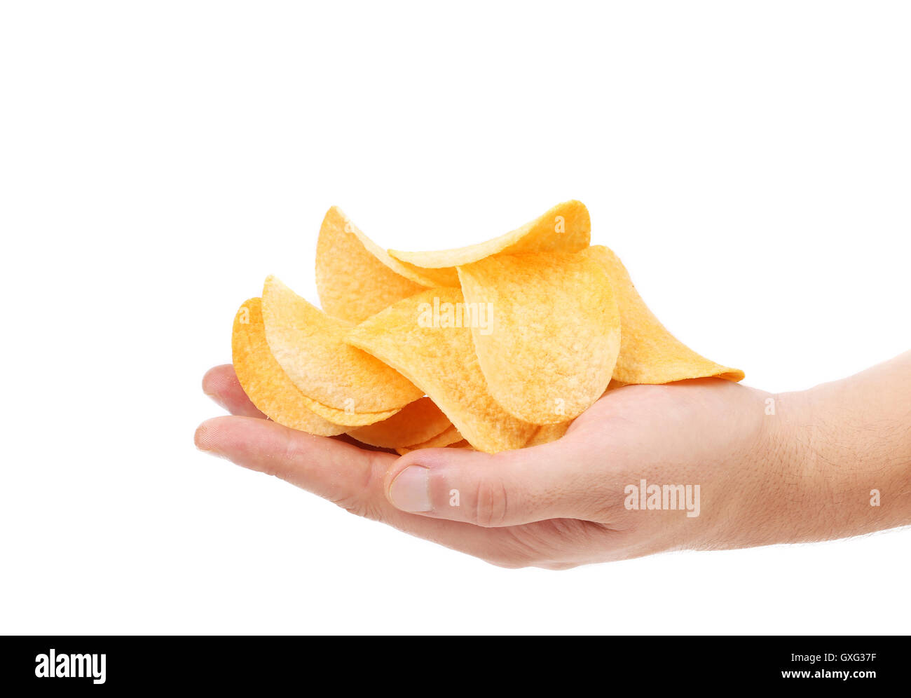 Hand holds chips Stock Photo - Alamy