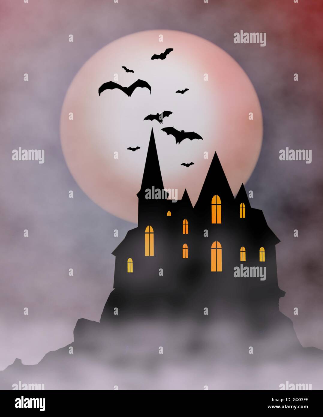 Old haunted castle on hill hi-res stock photography and images - Alamy