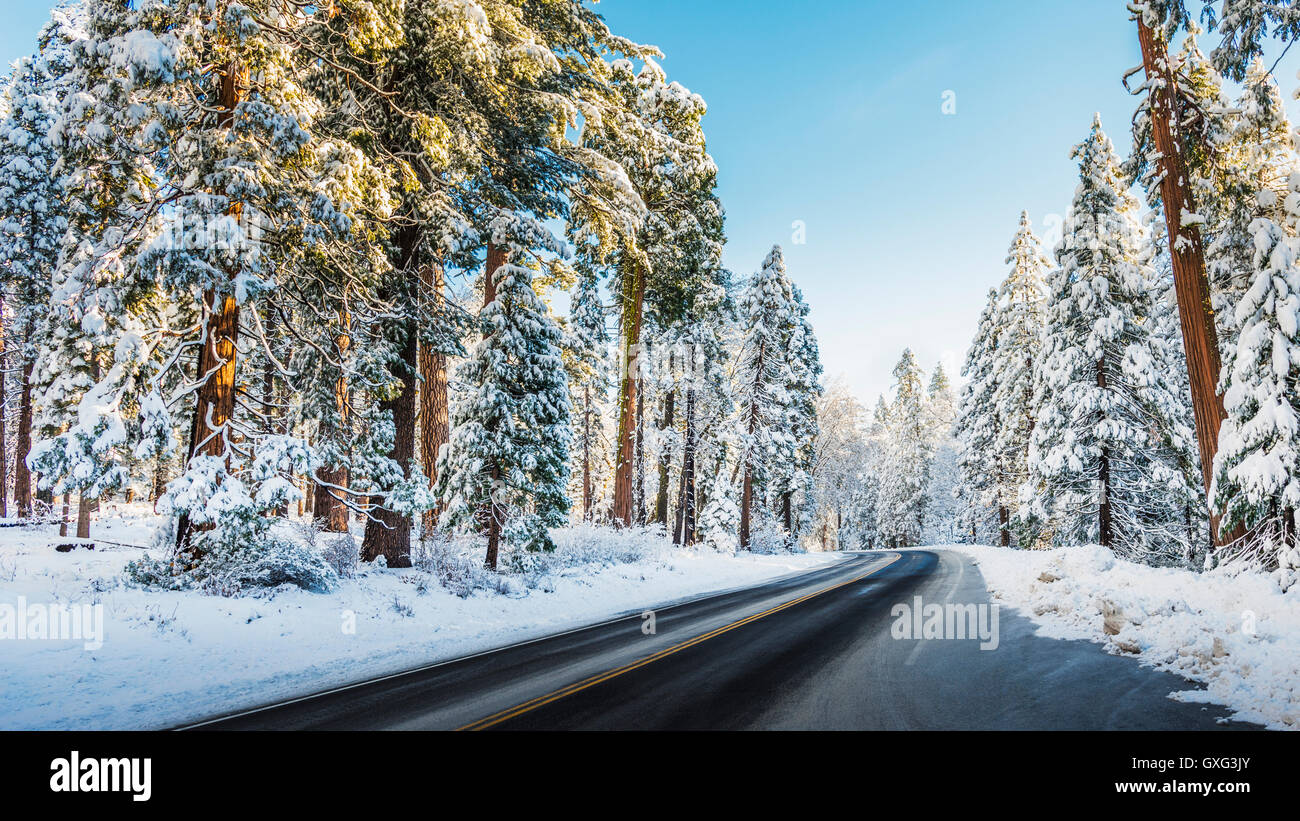 Highway in winter snow Stock Photo - Alamy