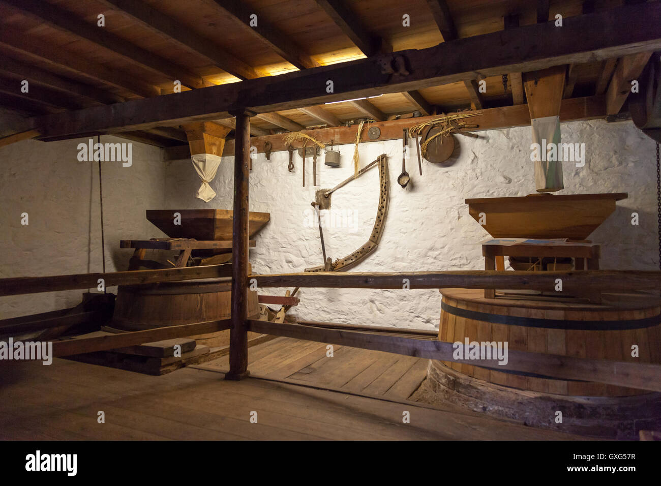 Inside a flour mill at St Fagans, Cardiff, Wales Stock Photo - Alamy
