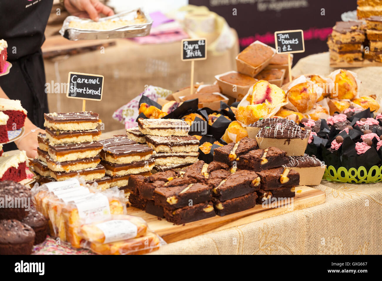 Cakes for sale at a food festival in St Fagans, Cardiff, Wales Stock ...