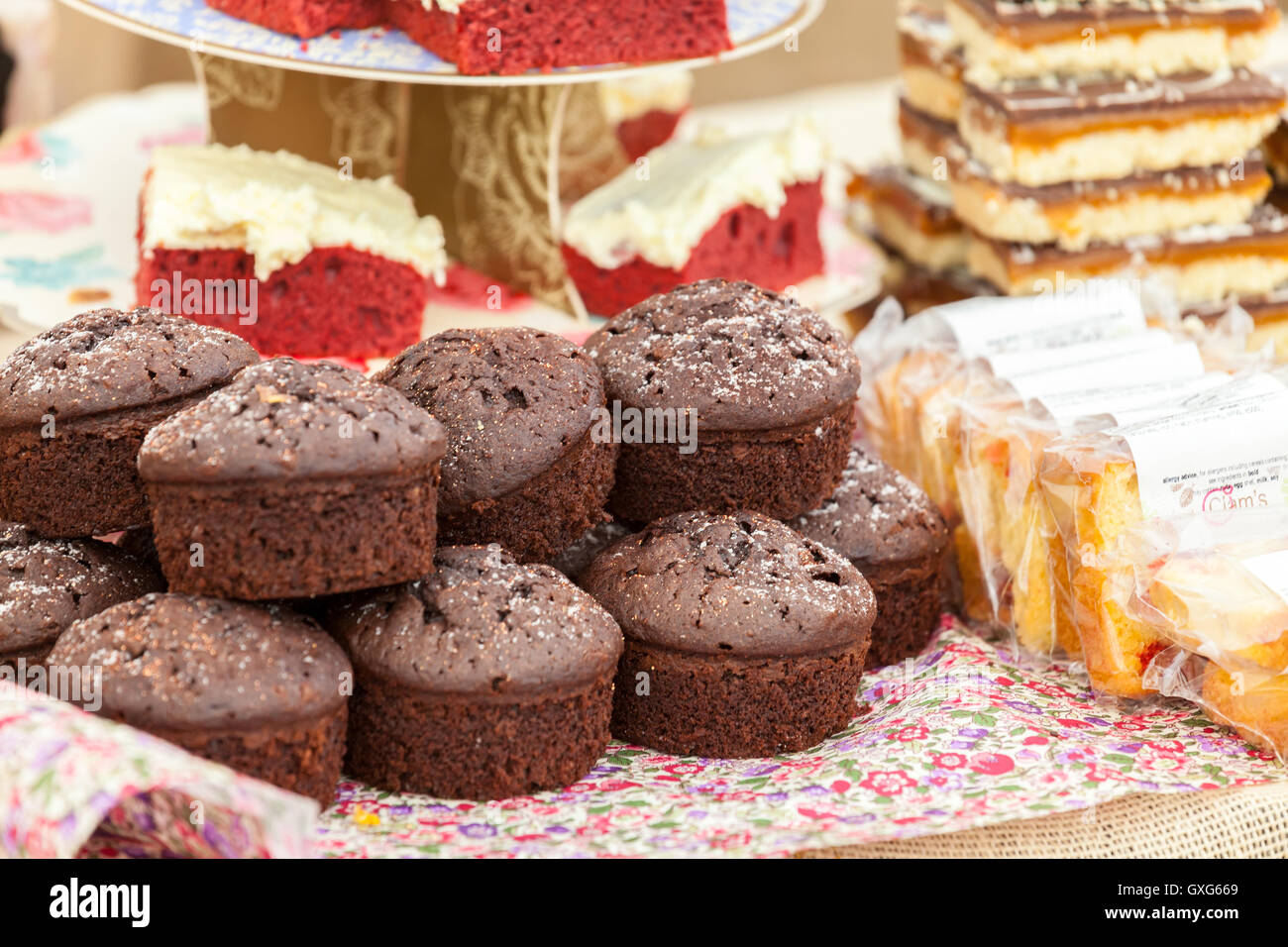 Cakes for sale at a food festival in St Fagans, Cardiff, Wales Stock ...