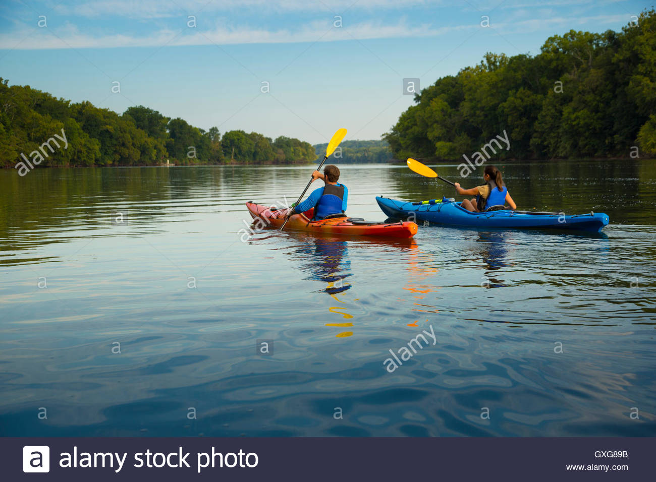 Three people kayaking in river hi-res stock photography and images - Alamy