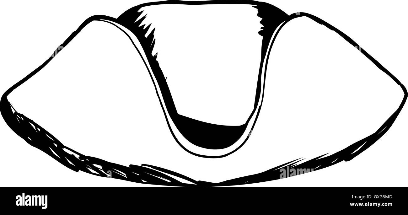 Front view of single tricorn hat over white background as sketch Stock ...