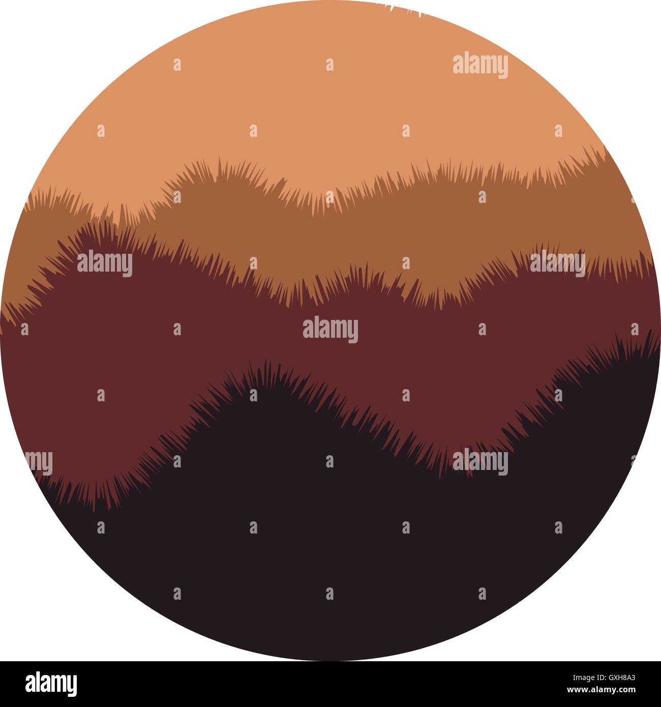 Isolated brown color round shape natural environment silhouette logo ...