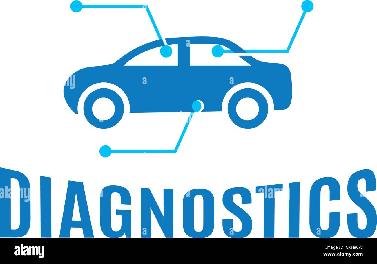 Isolated abstract blue color car diagnostics logo on the white ...