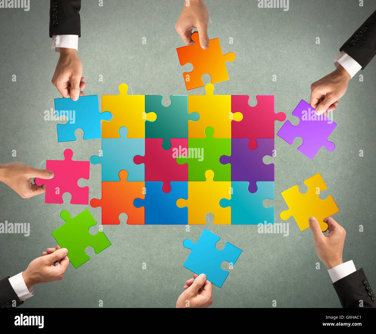 Team work for one goal Stock Photo - Alamy