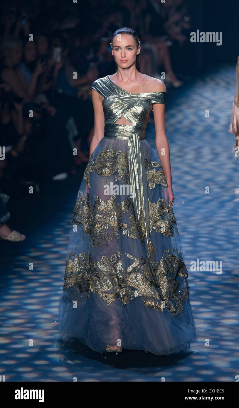 New York, NY USA - September 14, 2016: Model walks runway for Marchesa ...