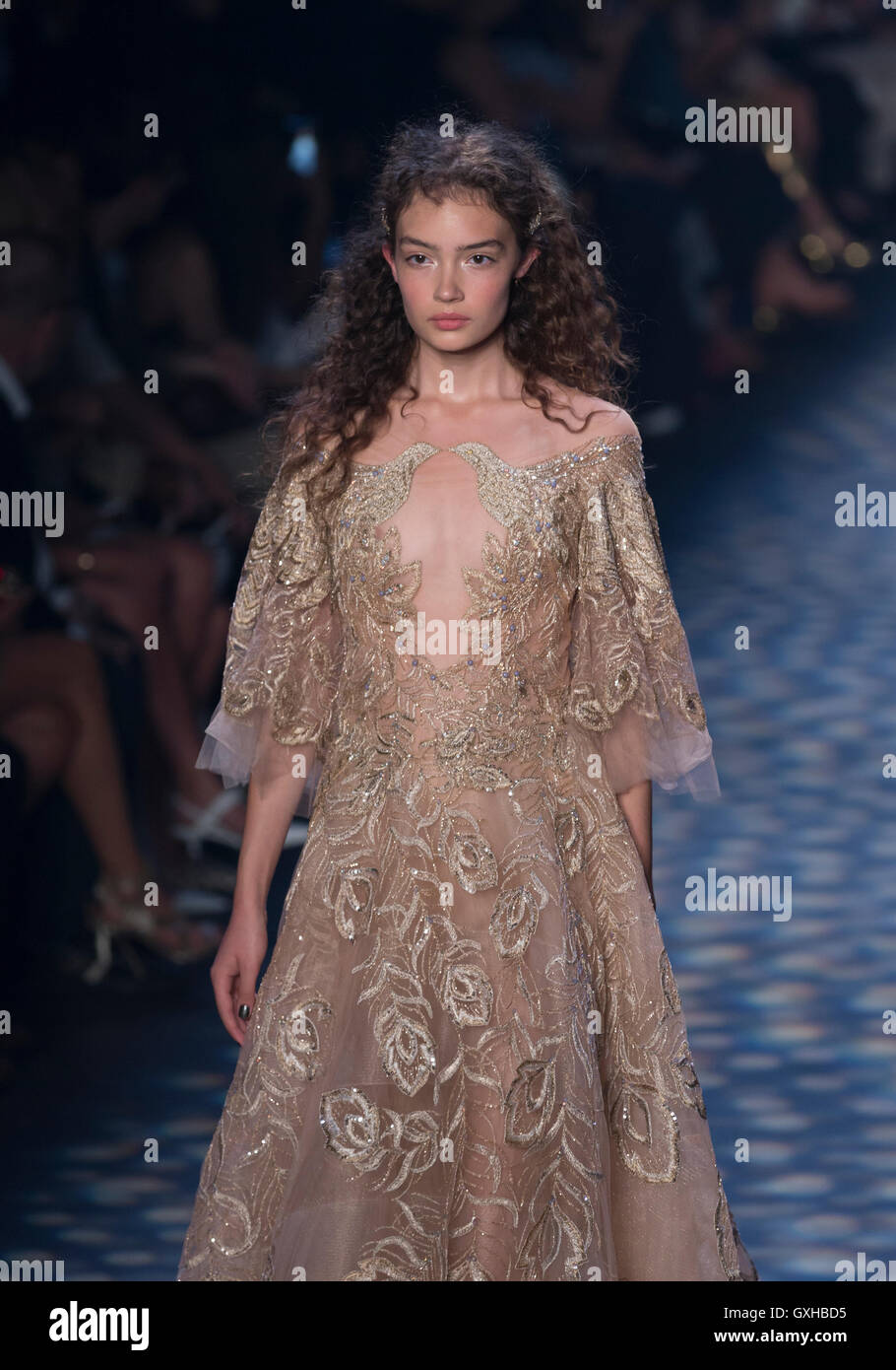 New York, NY USA - September 14, 2016: Model walks runway for Marchesa ...