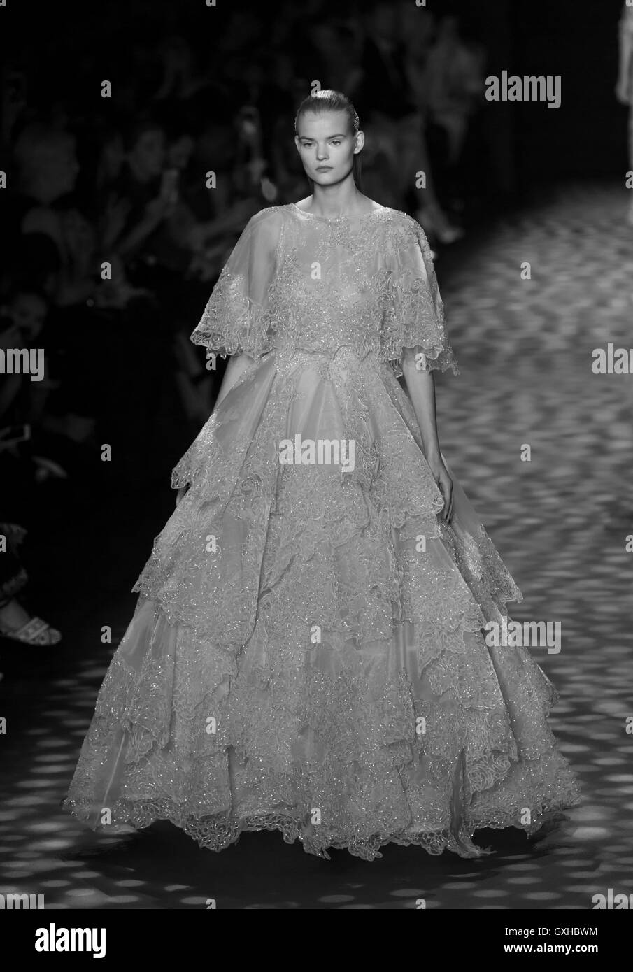 New York, NY USA - September 14, 2016: Model walks runway for Marchesa ...