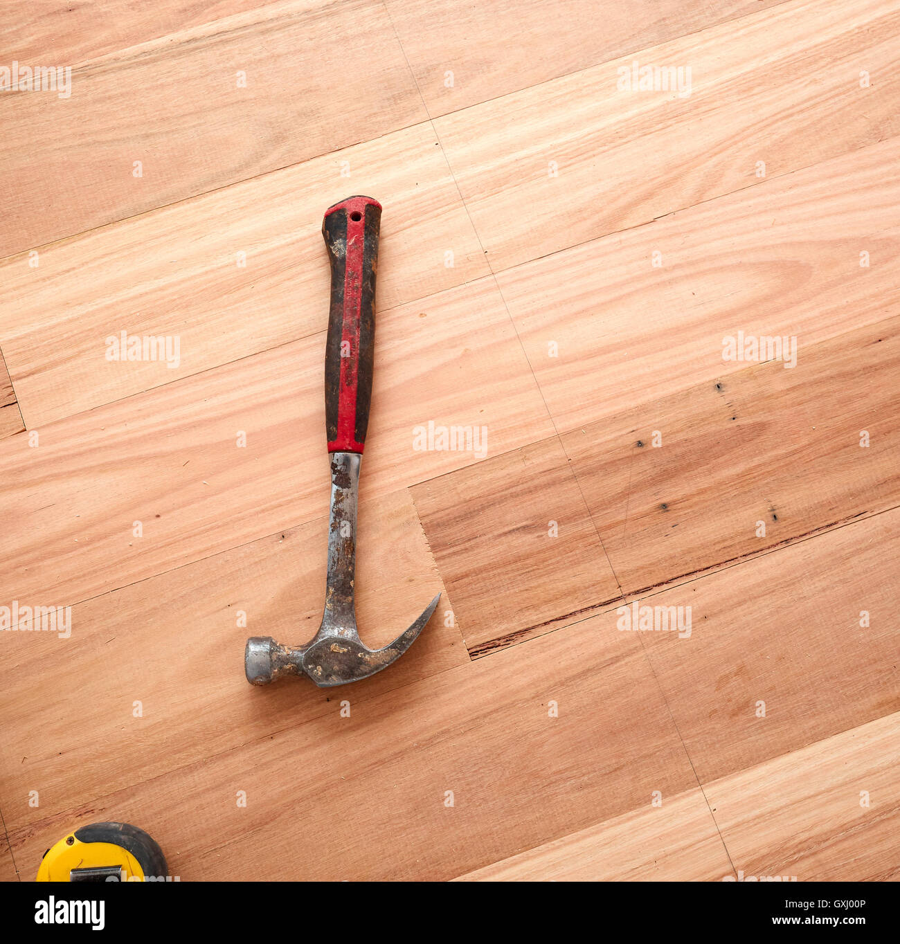 Woodworking Tools on a Timber Floor. Blackbutt light coloured timber ...