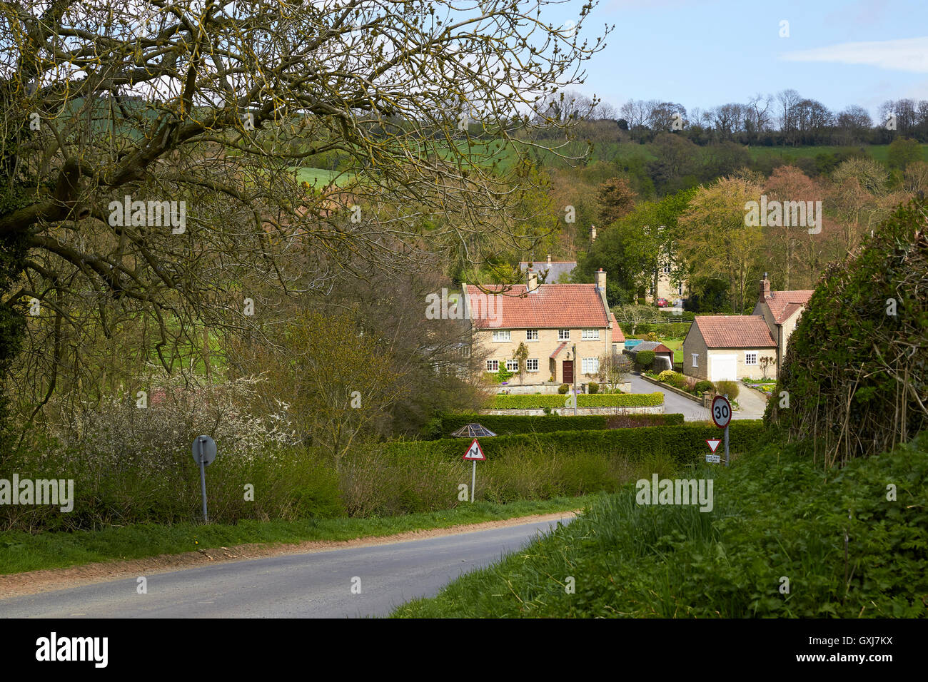 Yorkshire Villages Features with stone walls and typical village ...