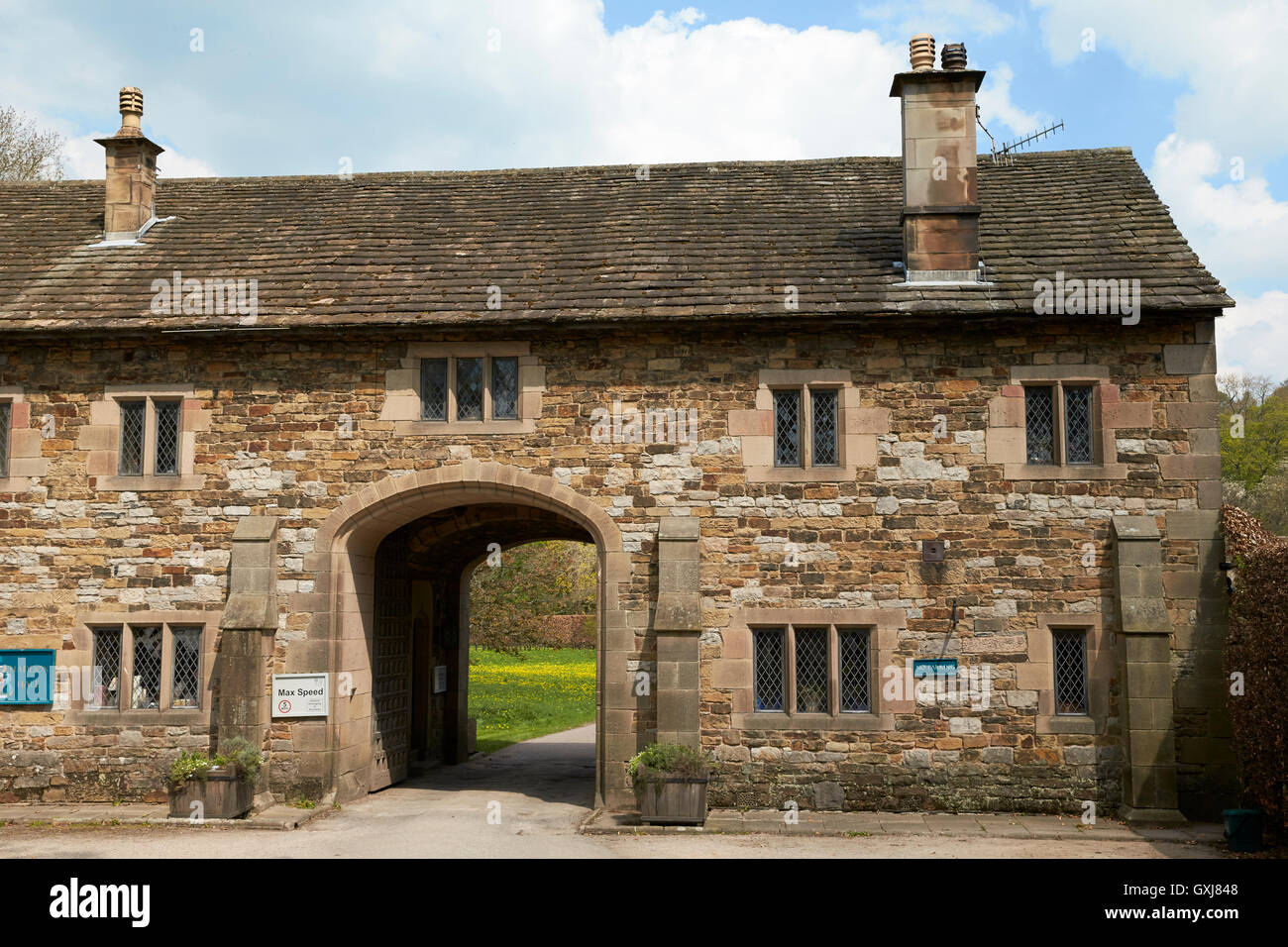 Haddon Hall House and gardens Area. Tourism UK Derbyshire Stock Photo ...