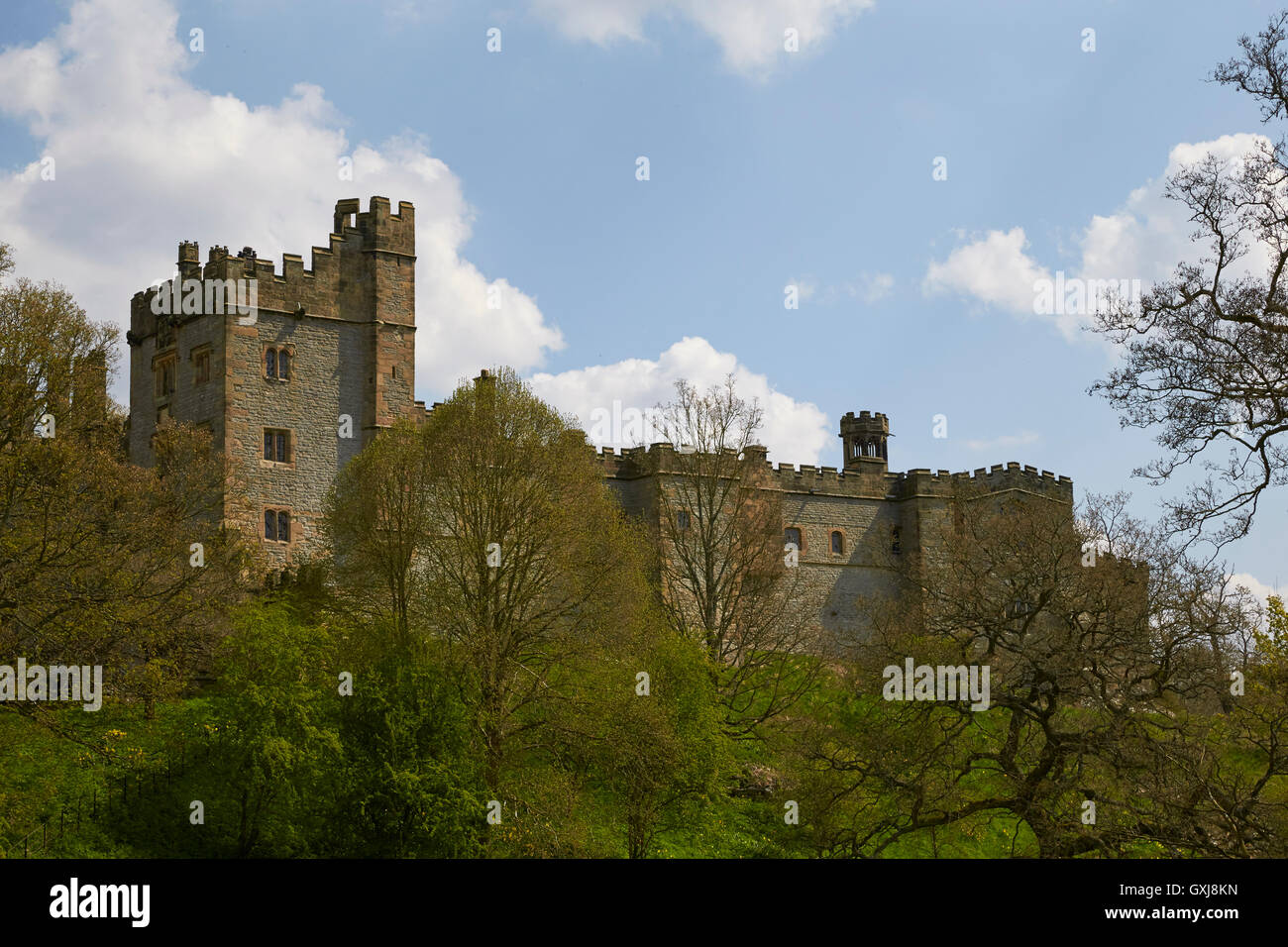 Haddon Hall House and gardens Area. Tourism UK Derbyshire Stock Photo ...