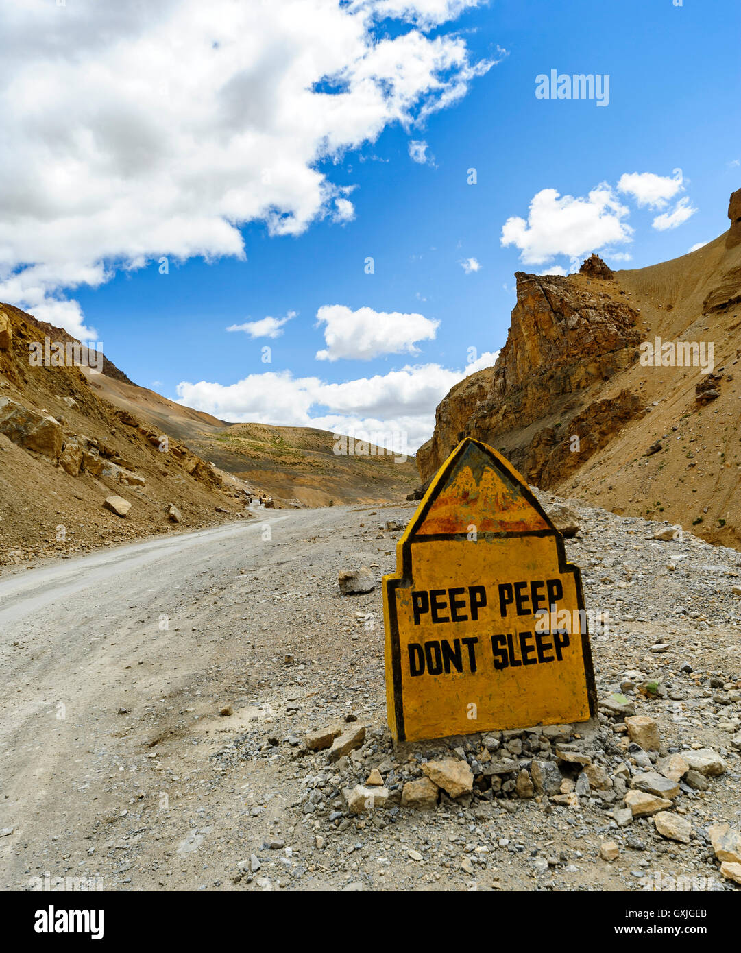 Funny Indian road sign, 'Peep Peep, Don’t Sleep', a humorous warning to ...
