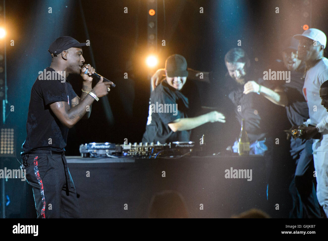 Skepta performing on stage after he is announced as the winner of the ...