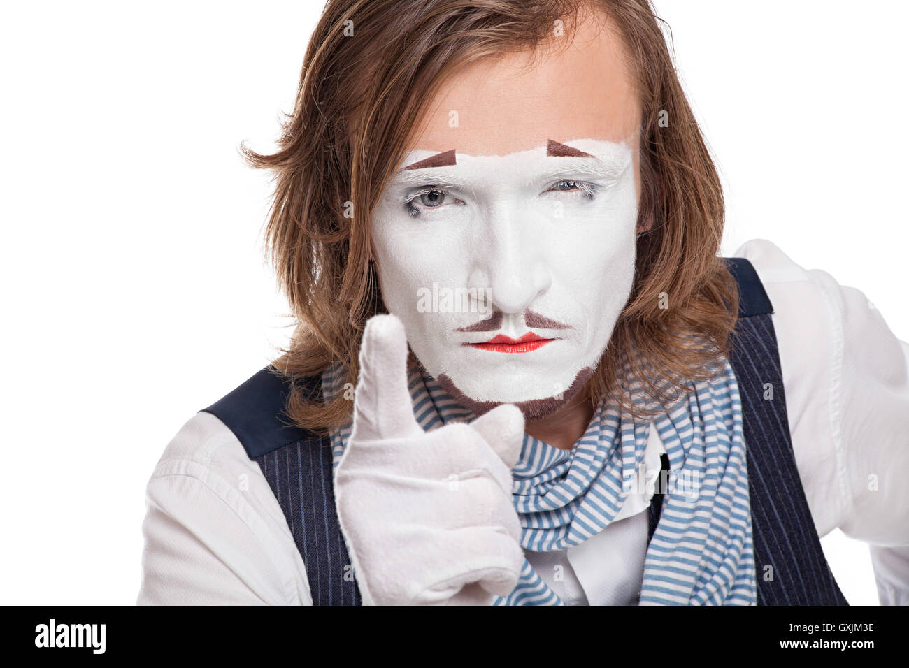 serious mime actor - I want you for Stock Photo - Alamy