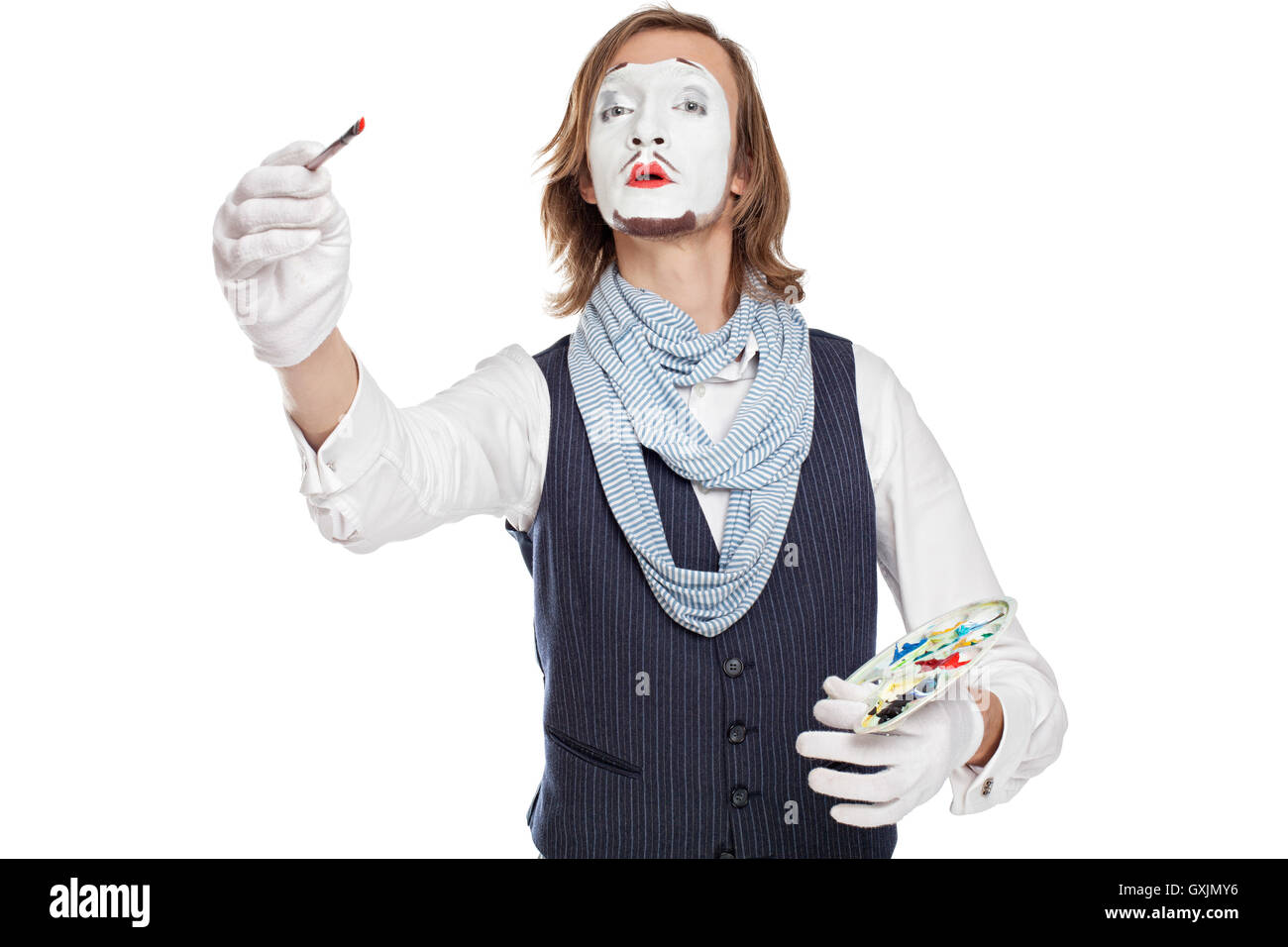 mime actor play the painter Stock Photo - Alamy