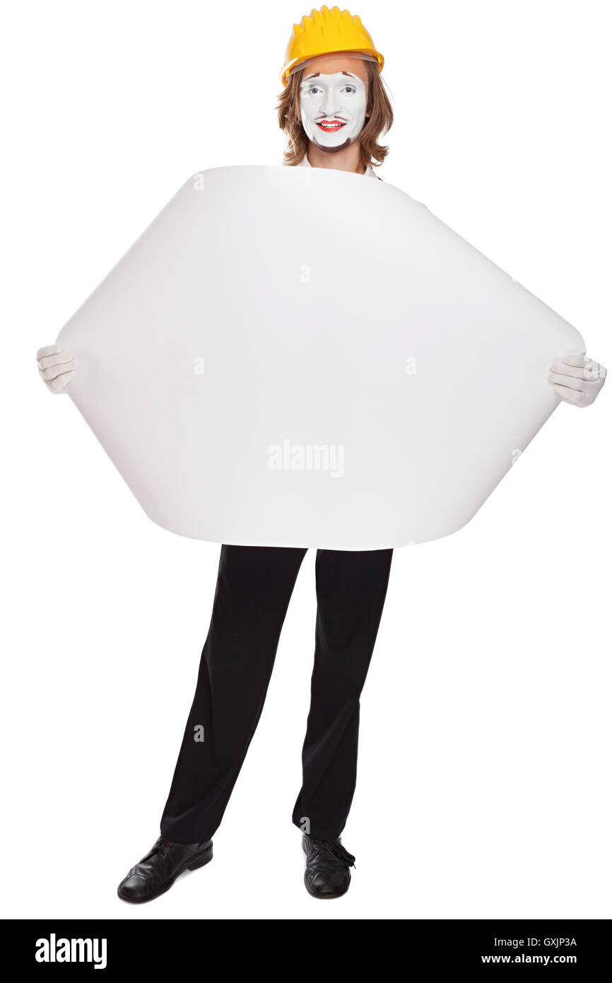 mime actor plays a builder Stock Photo - Alamy