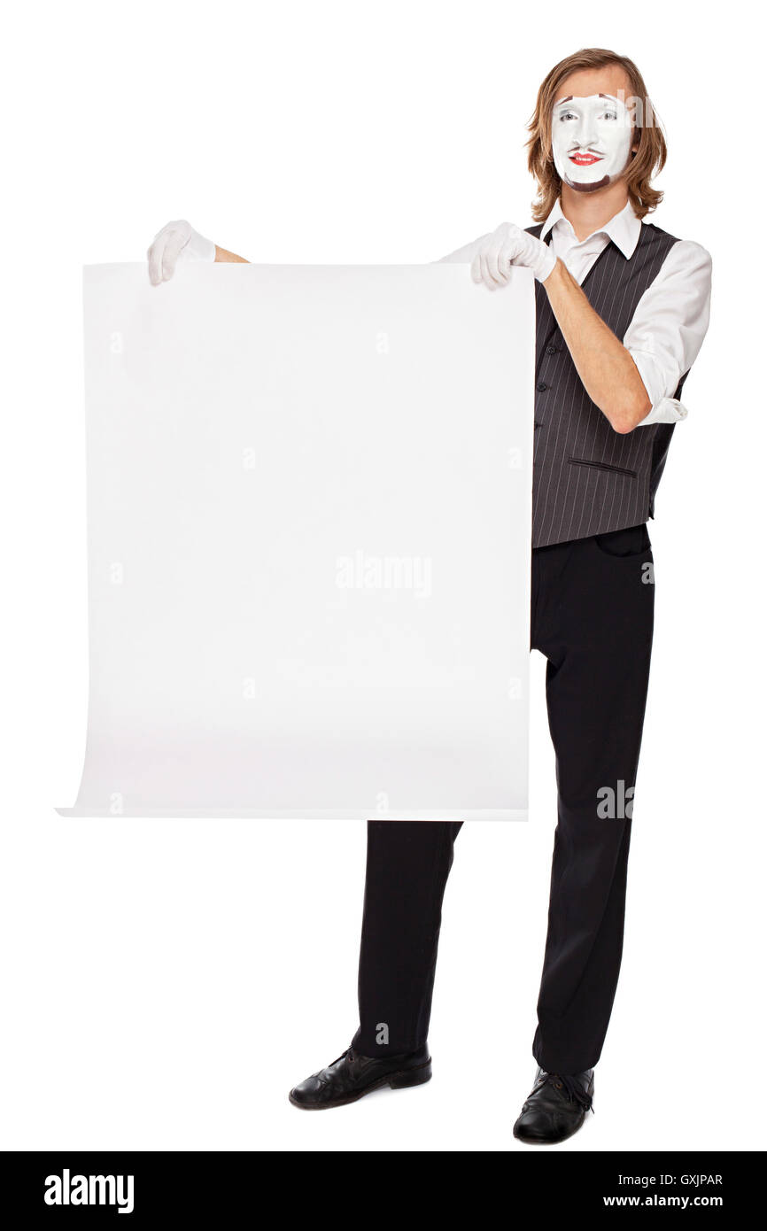 mime actor shows a white sheet Stock Photo - Alamy