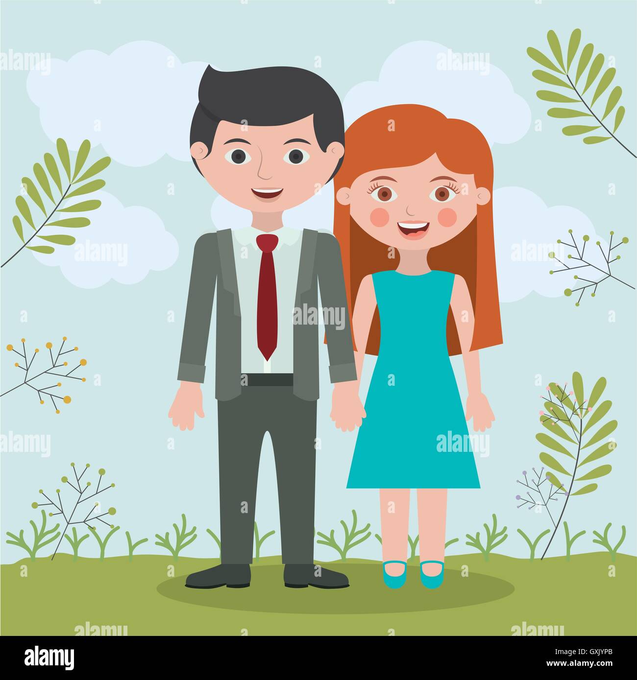 Affectionate couple portrait Stock Vector Images - Alamy