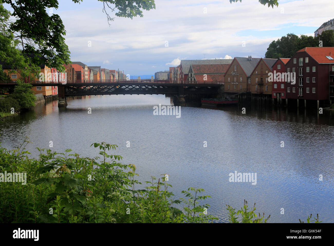 Historic waterside warehouse buildings on River Nidelva, Bryggene ...