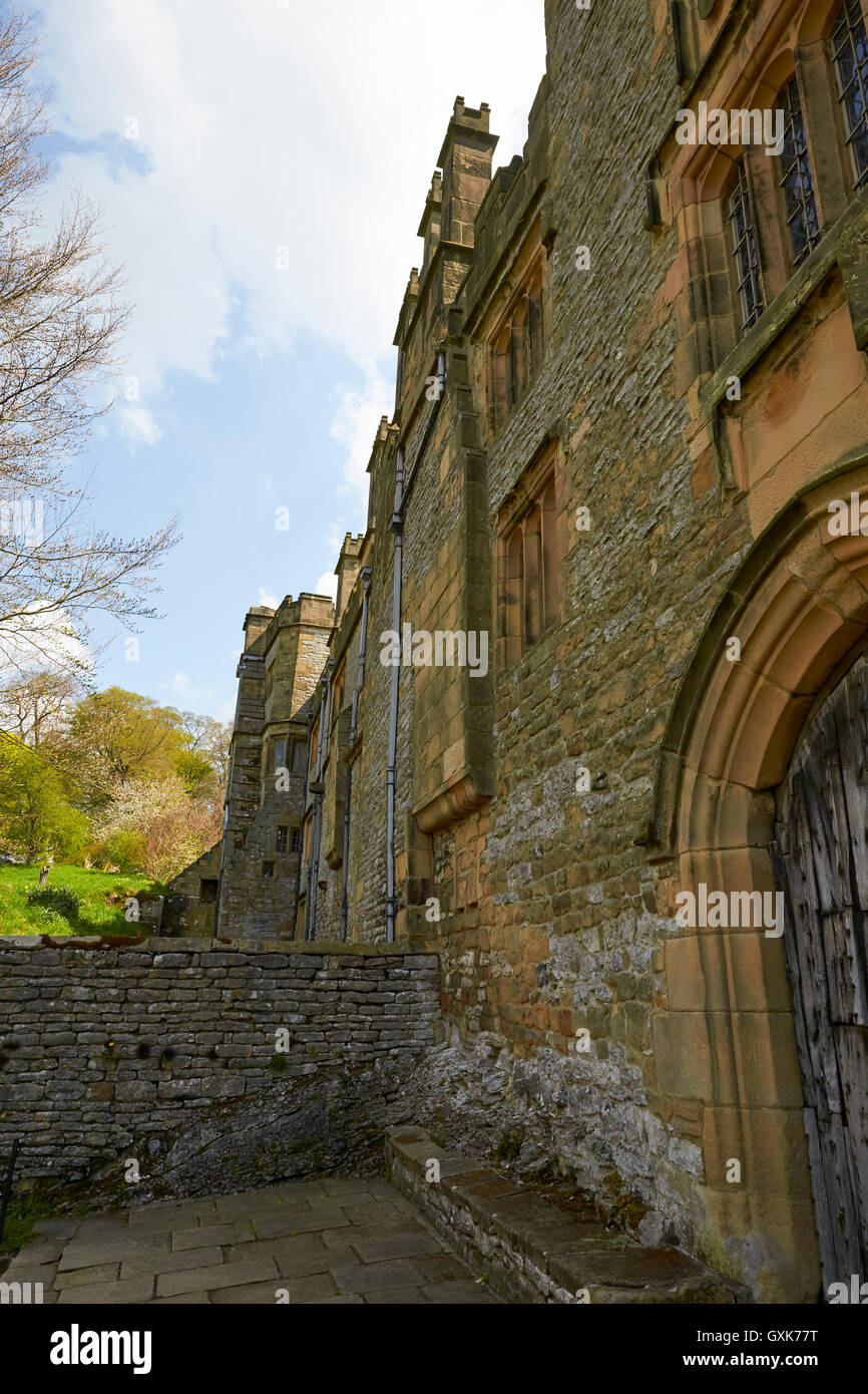 Haddon Hall House and gardens Area. Tourism UK Derbyshire Stock Photo ...