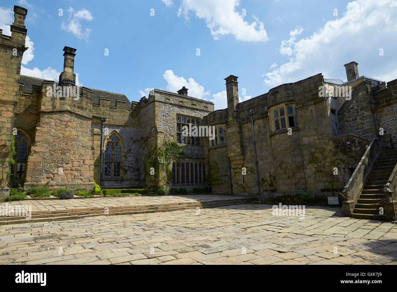 Haddon Hall House and gardens Area. Tourism UK Derbyshire Stock Photo ...