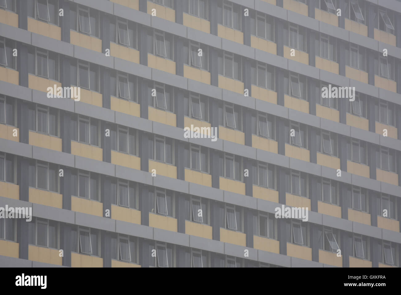City apartment building in fog Stock Photo - Alamy