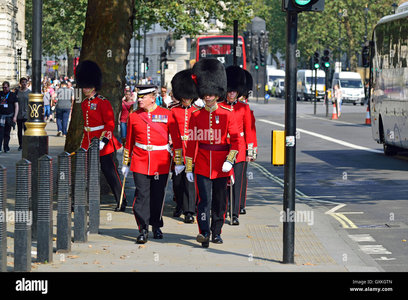 London, England, UK. Members of the Coldstream Guards marching down ...