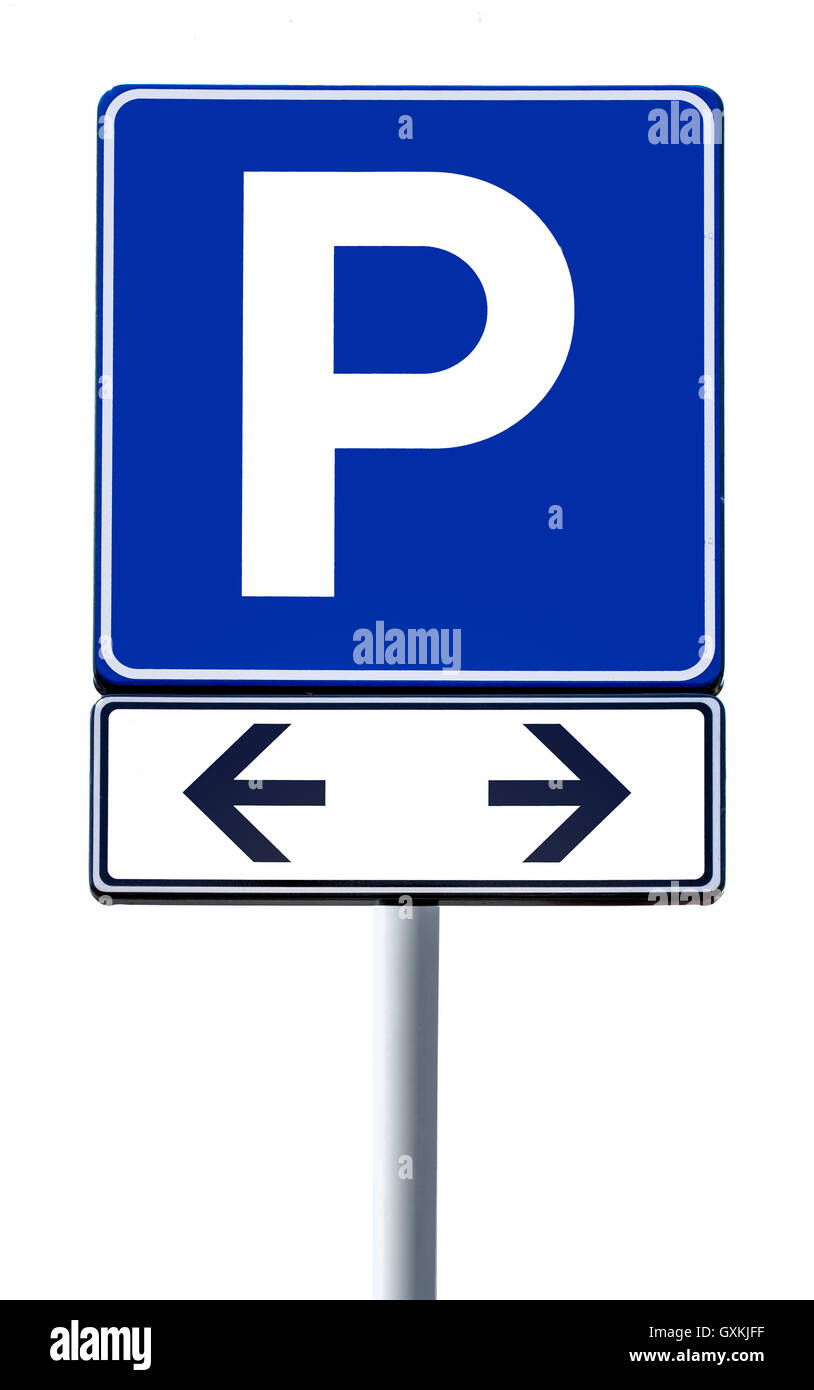 Parking traffic sign on white background Stock Photo - Alamy