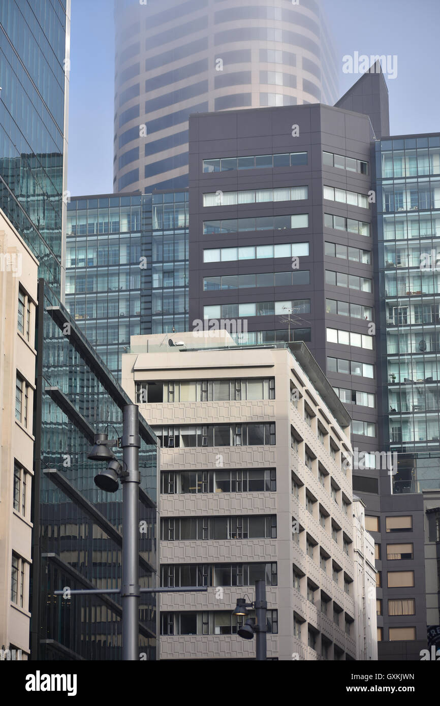 City downtown scene with many overlapping buildings Stock Photo - Alamy