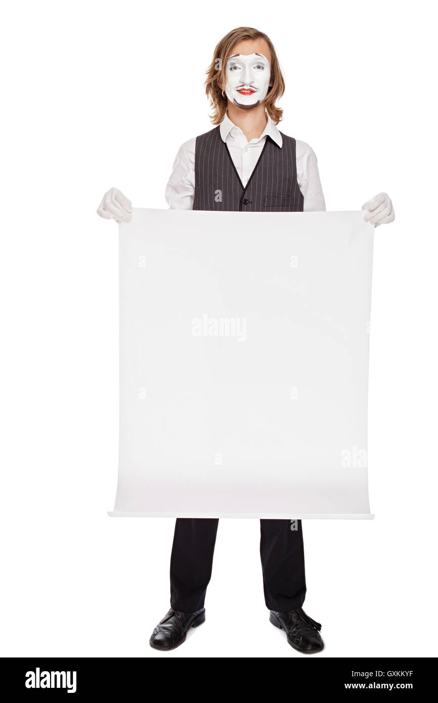 mime actor shows a white sheet Stock Photo - Alamy