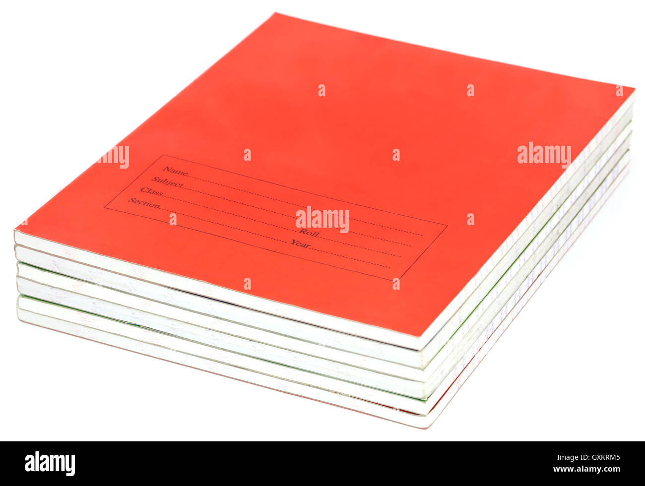 School notebooks over white background Stock Photo - Alamy