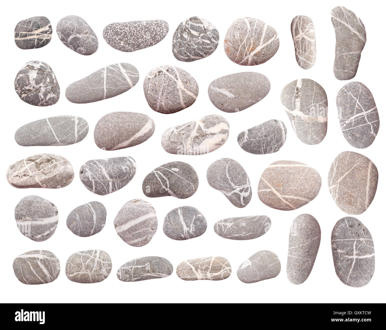 set of pebbles isolated on white background Stock Photo - Alamy